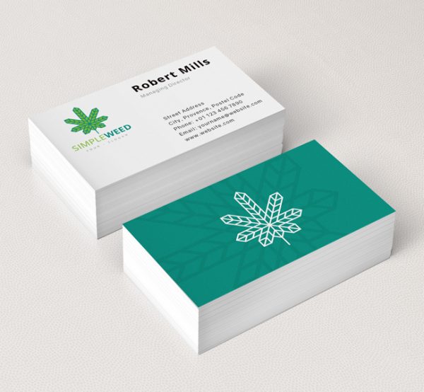 Minimal Cannabis Logo & Business Card Template - The Design Love