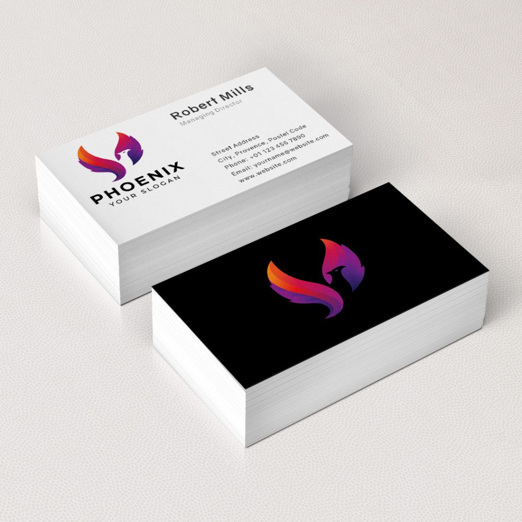 Simple Phoenix Bird Logo & Business Card Template - The Design Love