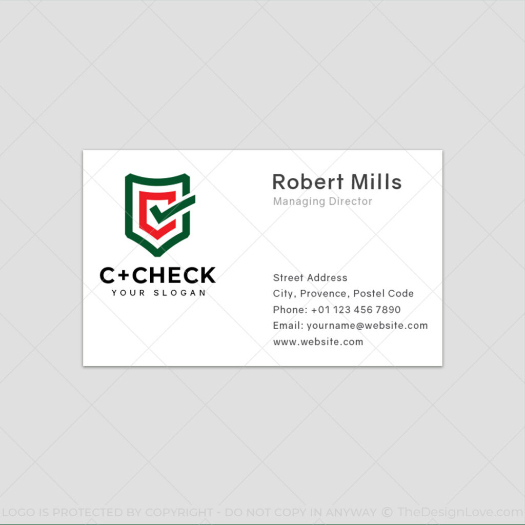 C Letter Check Mark Logo & Business Card - The Design Love