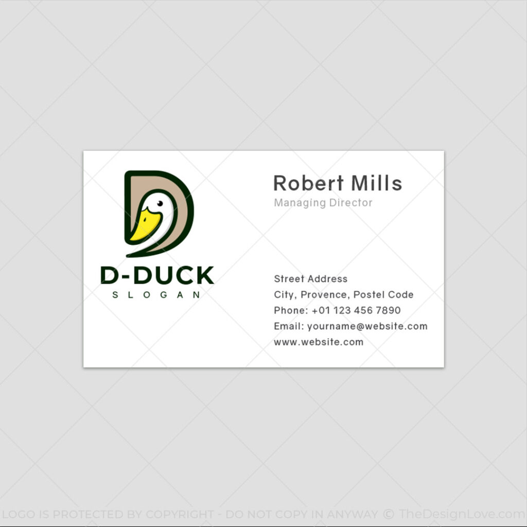 Letter D Duck Logo & Business Card Template - The Design Love
