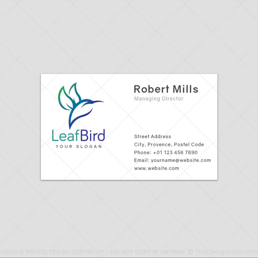 Leaf Bird Logo & Business Card Template - The Design Love