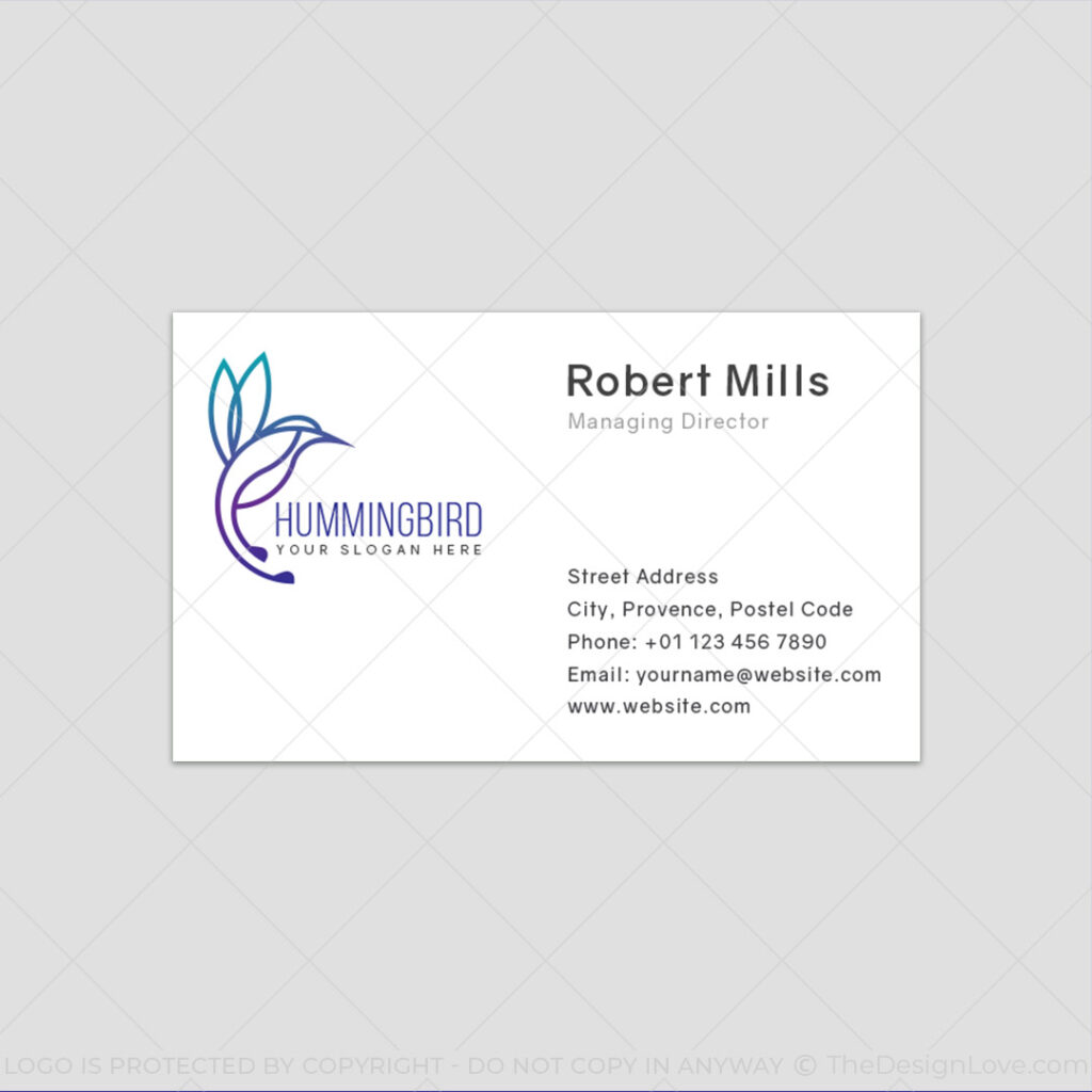 Hummingbird Logo & Business Card Template - The Design Love