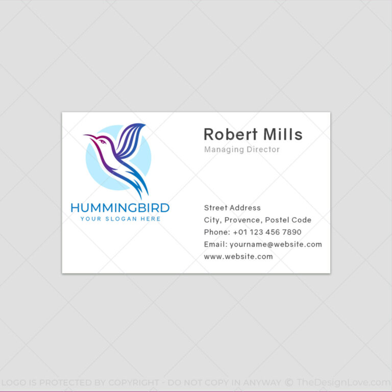 Hummingbird Logo & Business Card Template - The Design Love