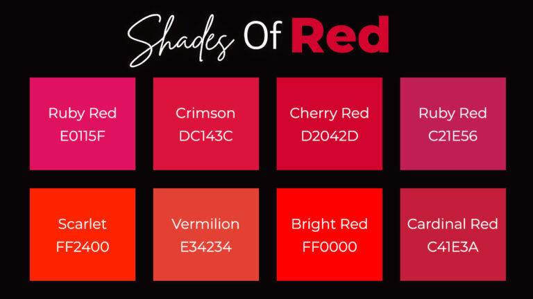 Shades of Red: 50+ Red Color Names, Hex Codes, Meanings and Design Uses